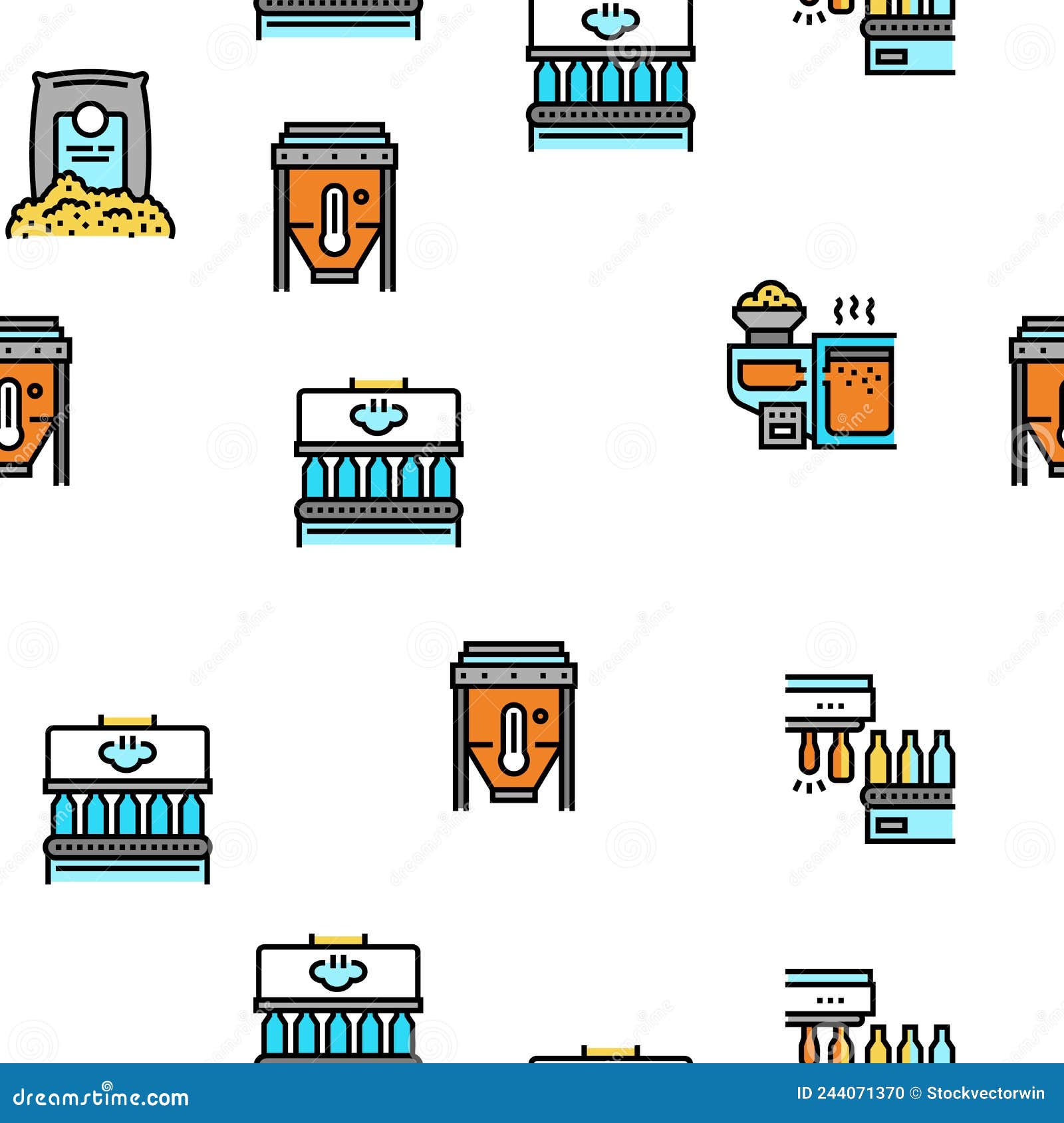 Glass Production Plant Vector Seamless Pattern Stock Vector ...