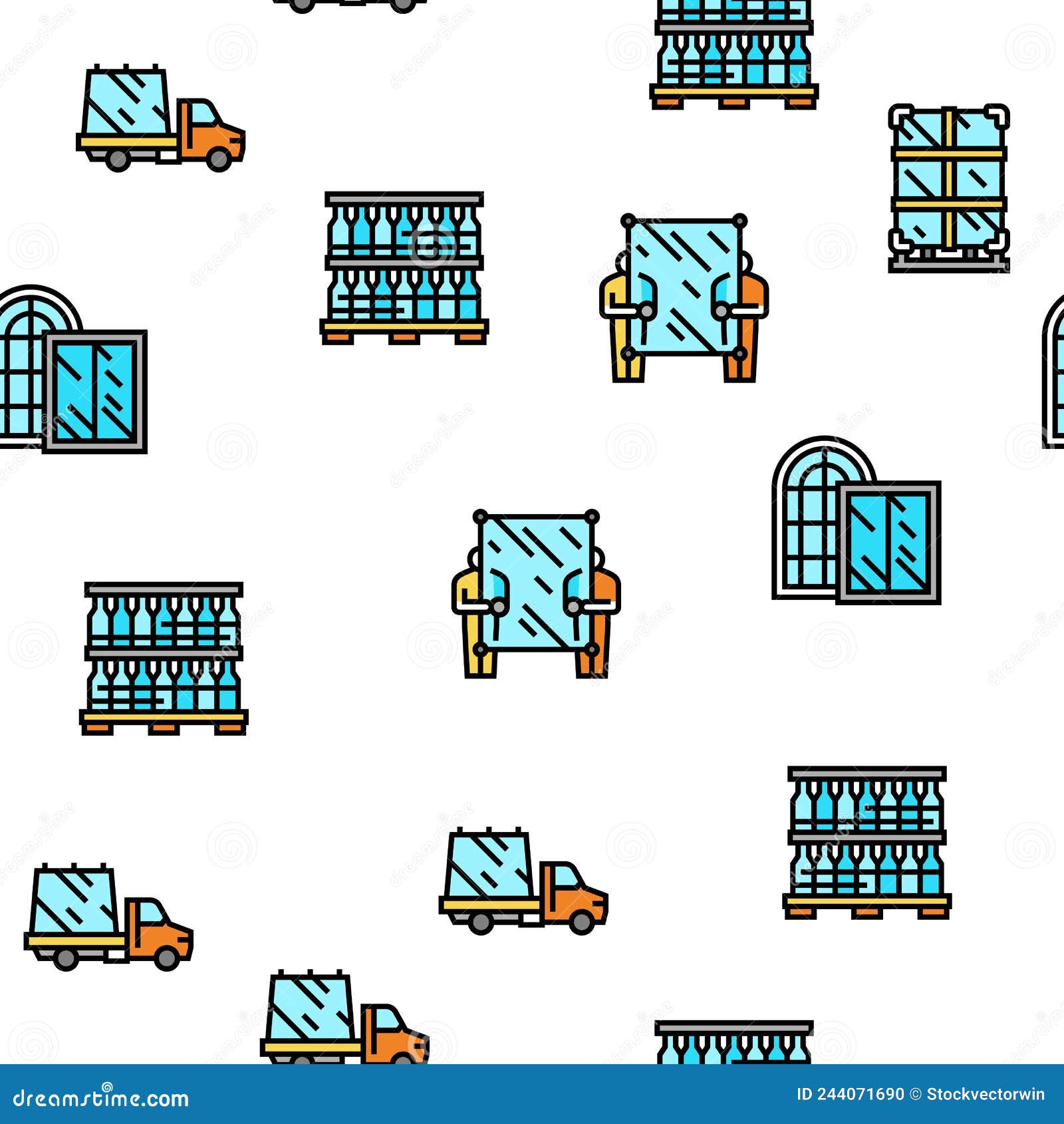 Glass Production Plant Vector Seamless Pattern Stock Vector ...