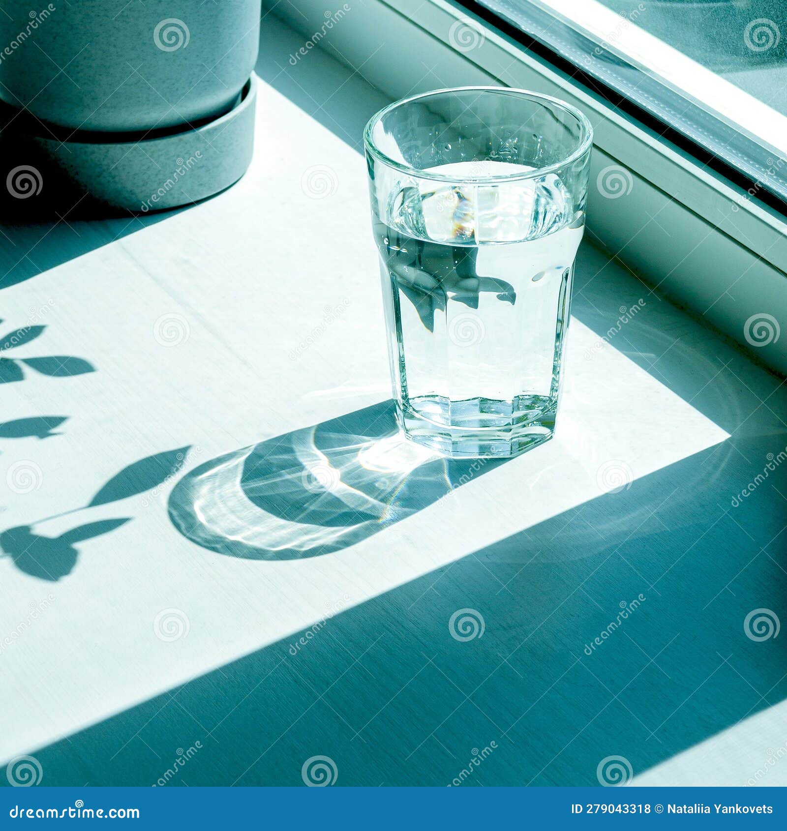 A Glass of Pure Spring Water and Sharp Shadows Stock Photo - Image of ...
