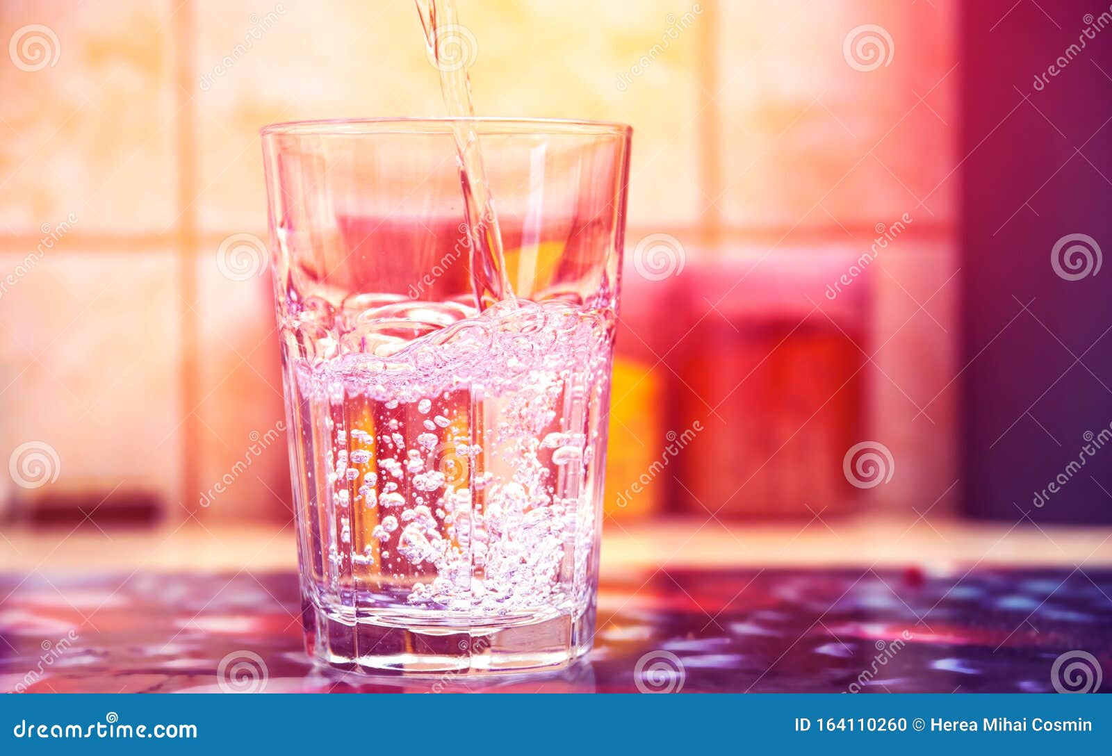 Glass of Pure Water on Kitchen Table Stock Photo - Image of pure, aqua ...