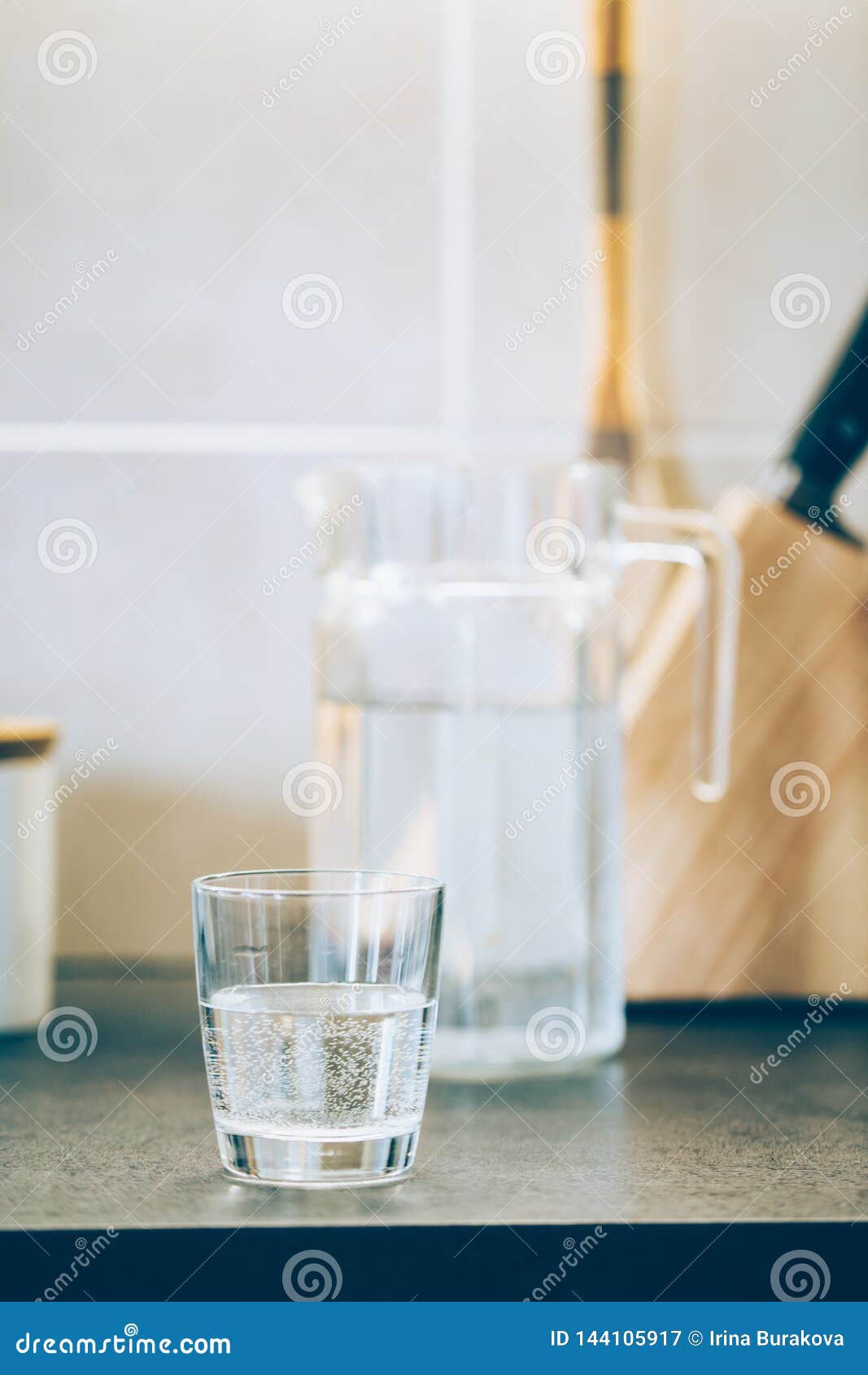 Glass of Pure Water on Kitchen Table Stock Image - Image of food ...