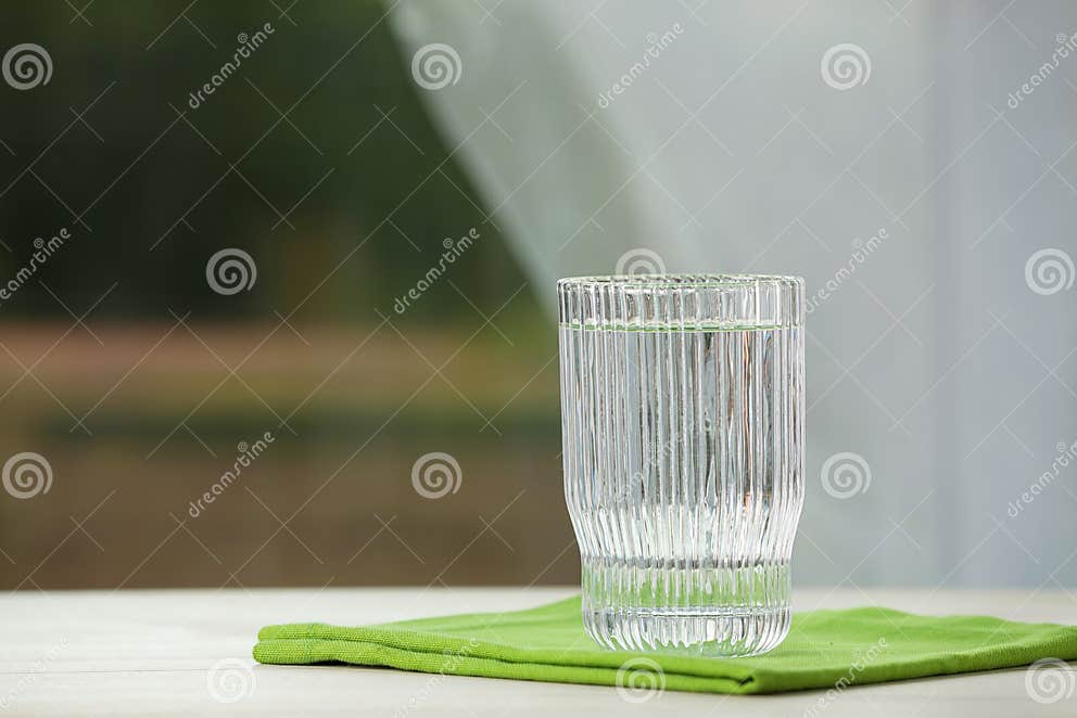 Glass of Pure Water on White Table, Space for Text Stock Image - Image ...