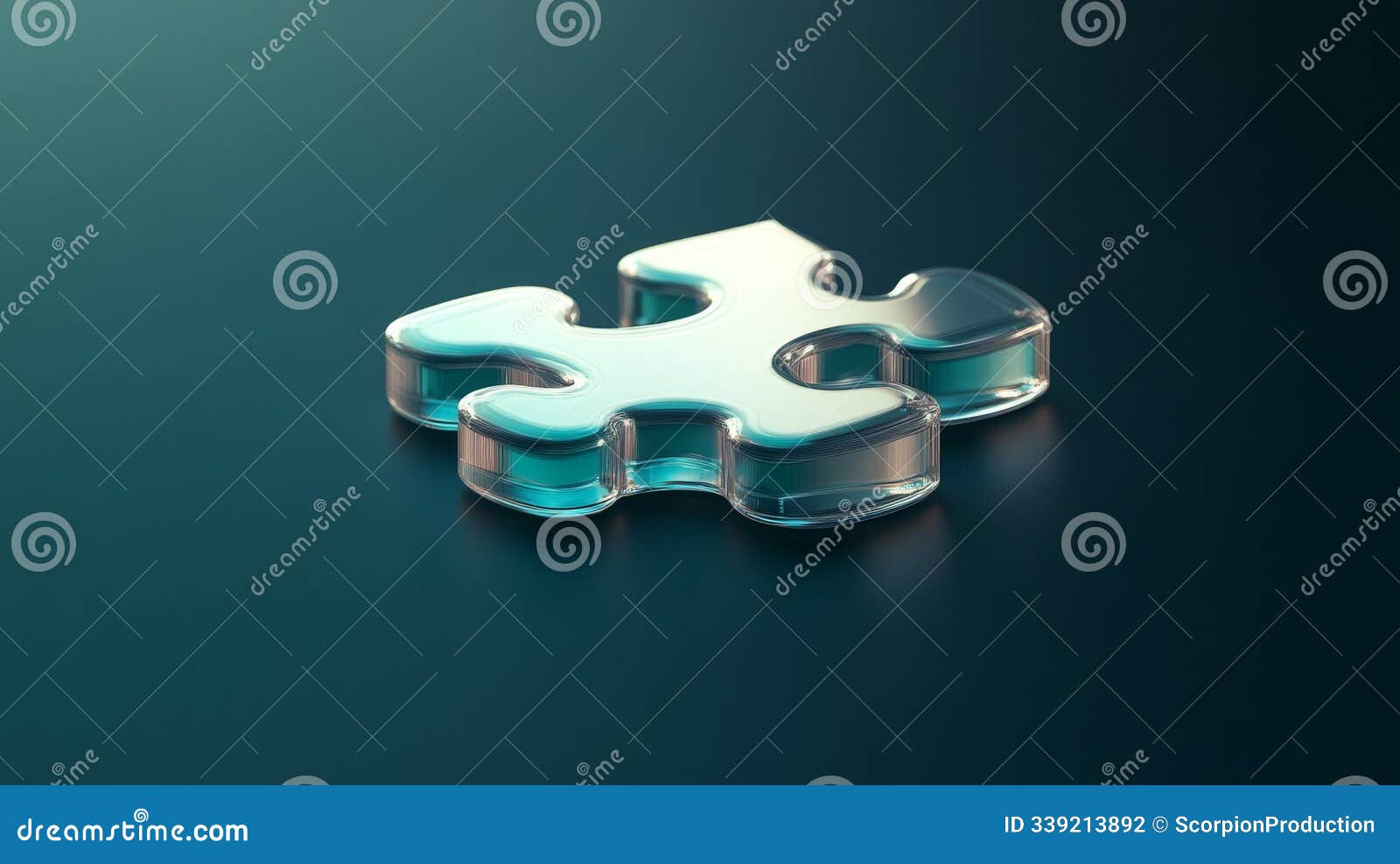 Glass Puzzle Piece on Dark Reflective Surface Stock Photo - Image of ...