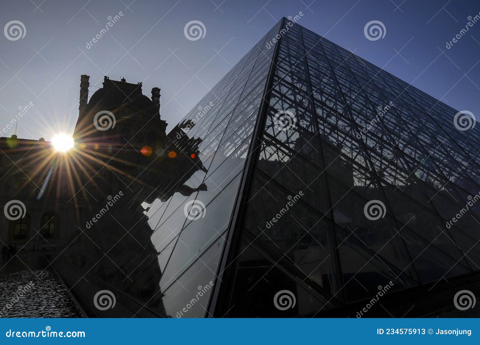 Glass Pyramid of Louvre with Sunlight Editorial Stock Photo - Image of ...