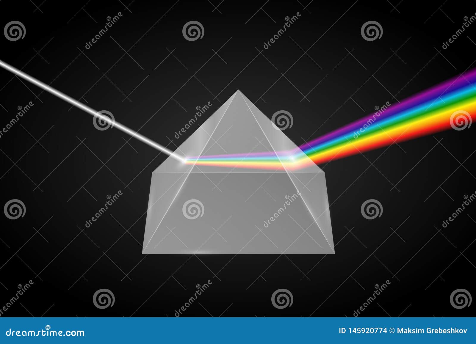 Glass Pyramid Refraction Of Light, Prism With Spectrum Effect Stock ...