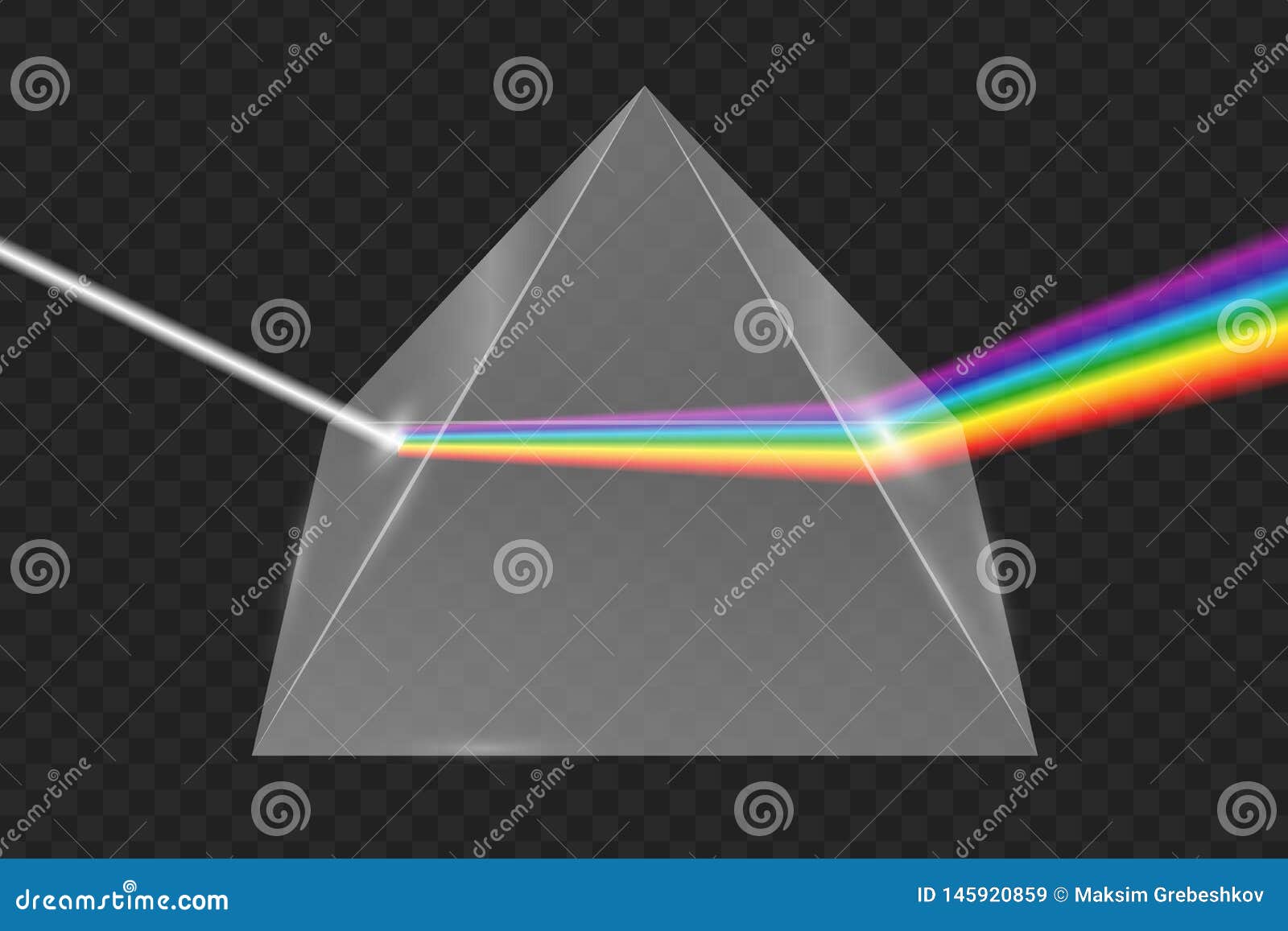 Pyramid With Refraction Light And Holographic Effect On Dark Background ...