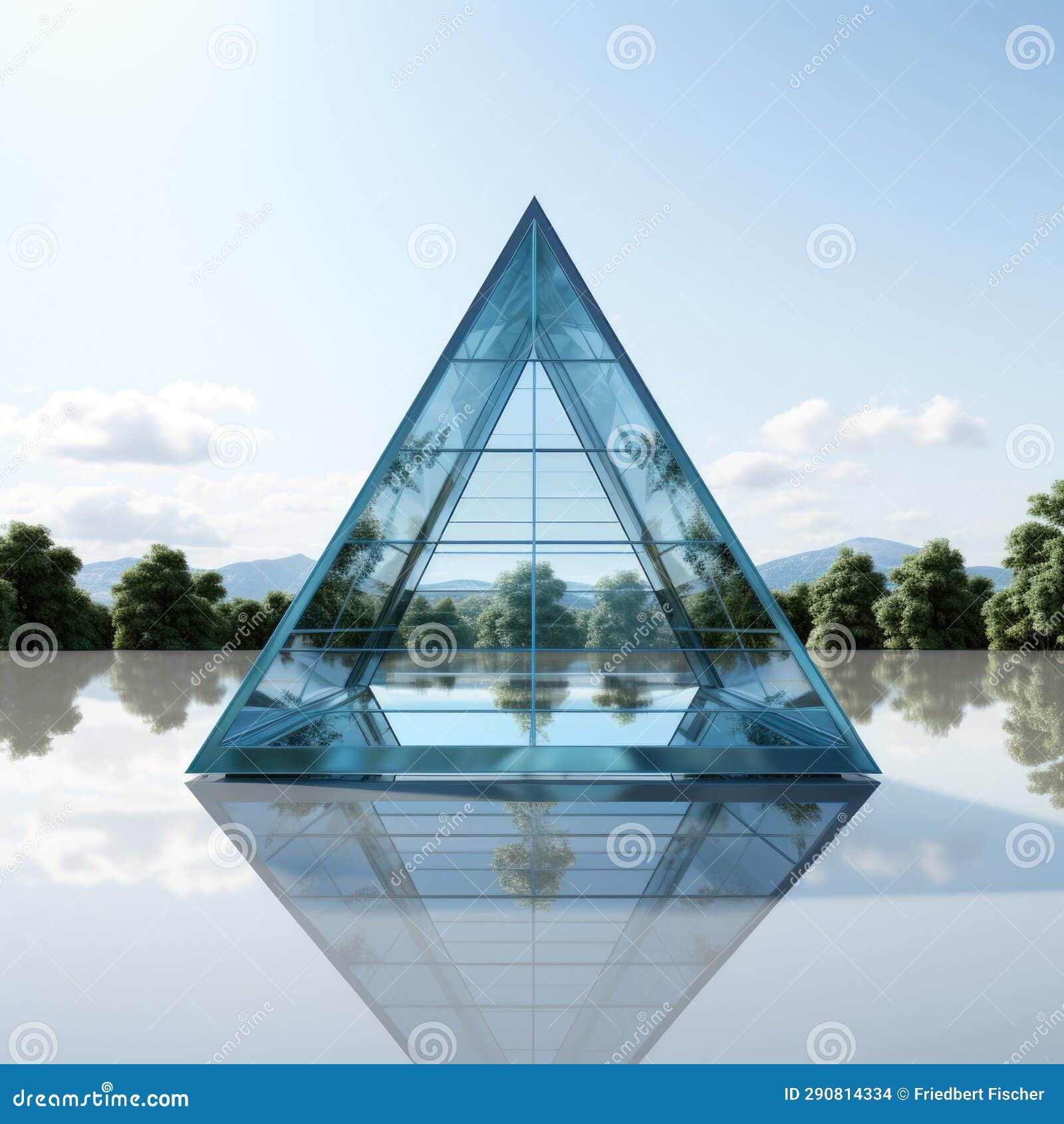 A Glass Pyramid with Trees in the Background. Stock Illustration ...