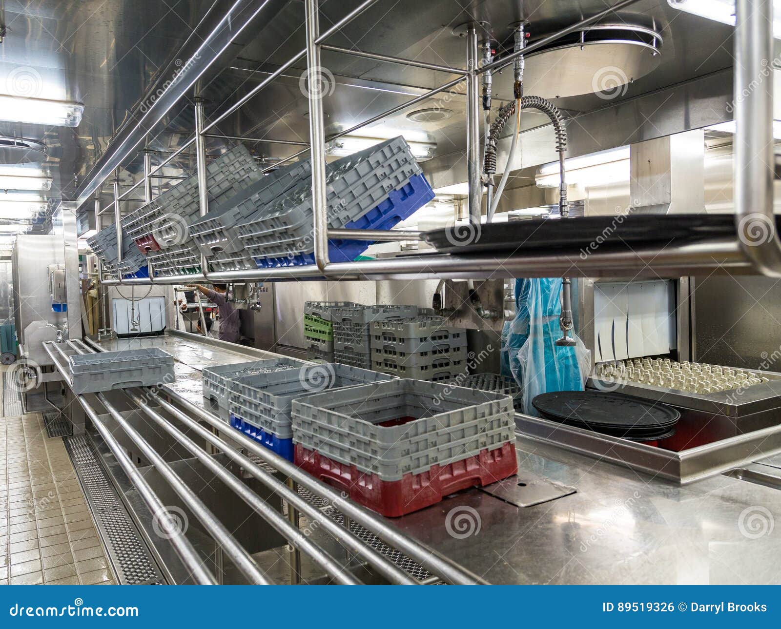 Glass Racks in Commercial Dishwashing Kitchen Stock Photo - Image of ...