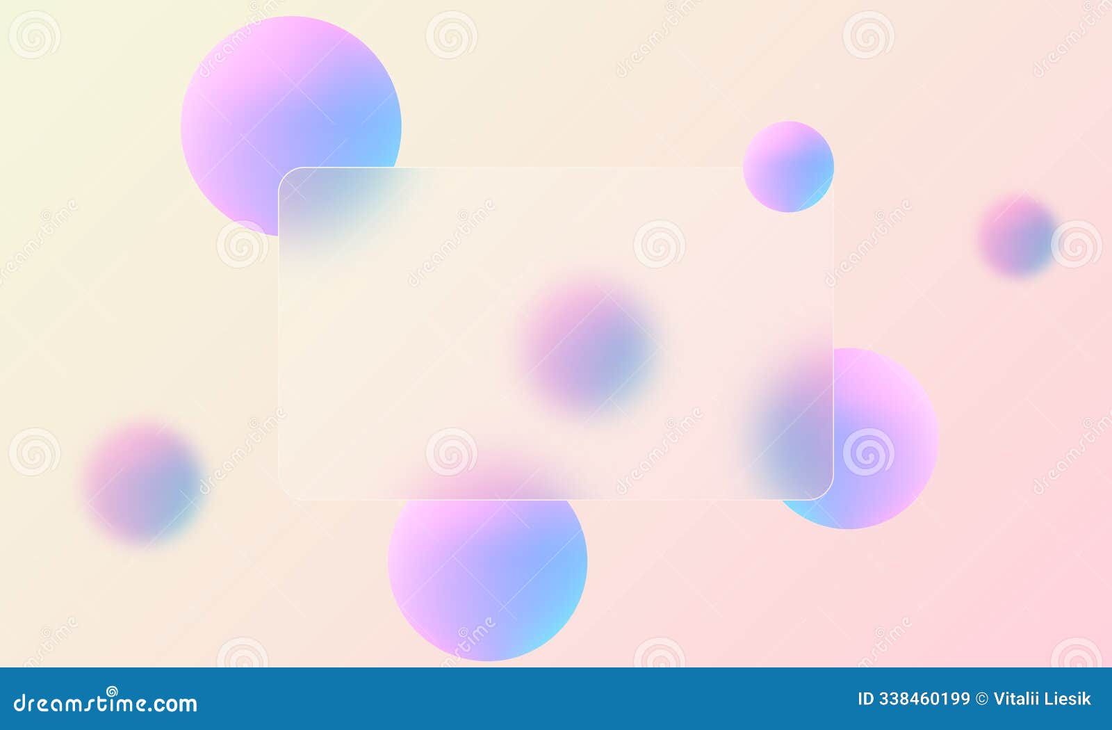 Glass Rectangular Banner With Floating Spheres. Glass Morphism Style ...