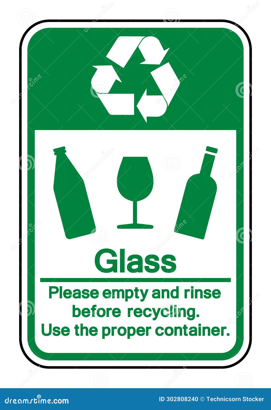 Glass Recycle Symbol Sign ,Vector Illustration, Isolate on White ...