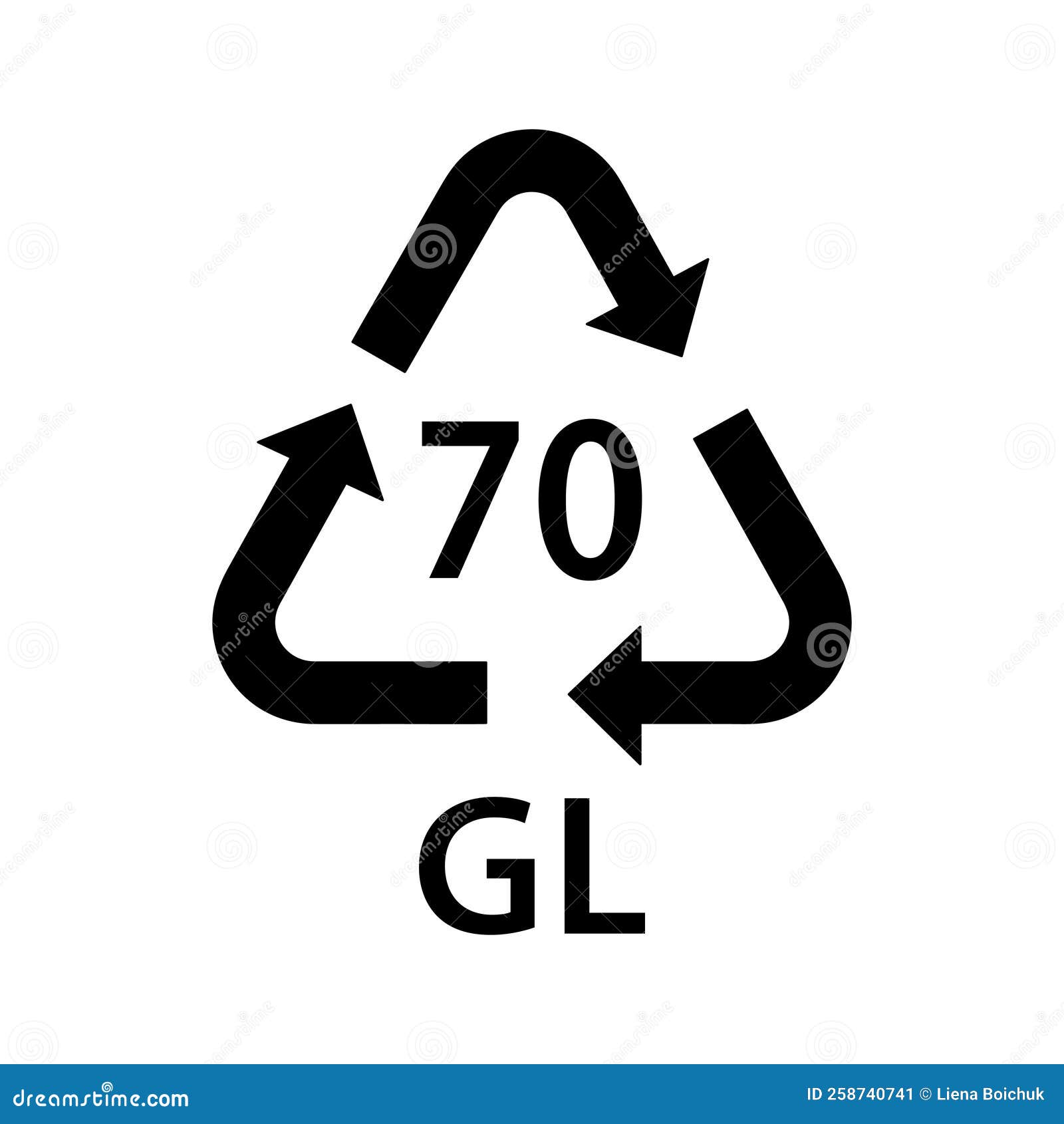 Glass Recycling Code Gl 70 Mixed Glass Recycle Symbol Identification Code Black Fill Vector