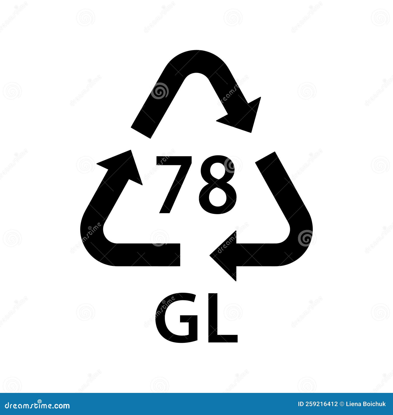 Glass Recycling Code GL 78, Silver Mixed, Silver Backed Glass Symbol ...