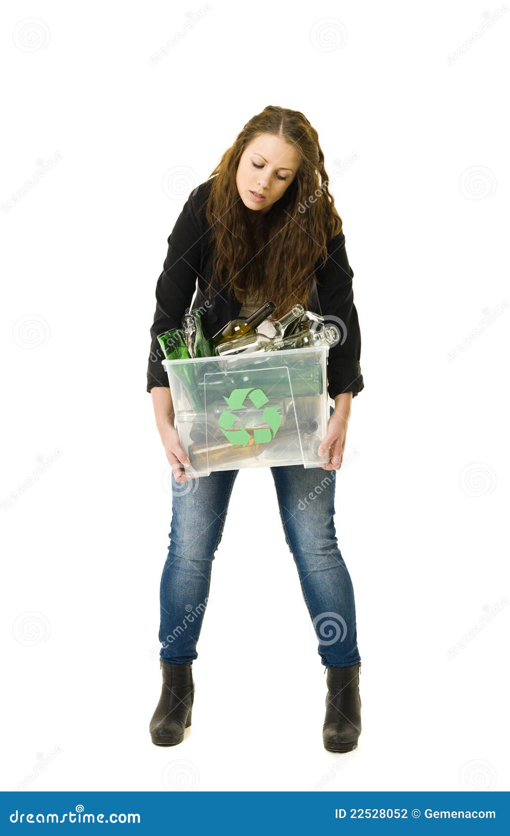 Glass recycling woman stock photo. Image of cardboard - 22528052