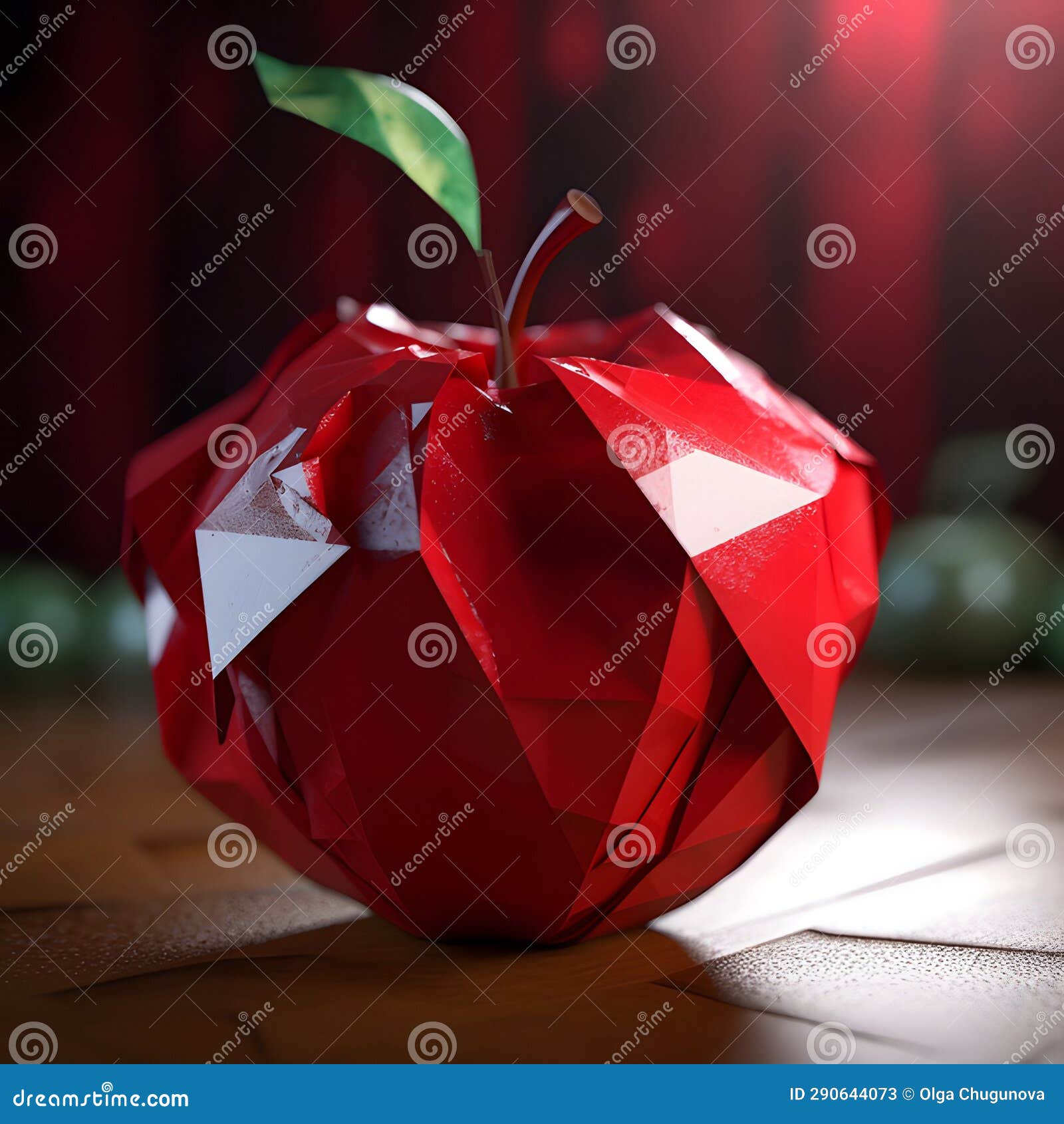 Glass, Red Apple in Geometric Style on Background Stock Image - Image ...