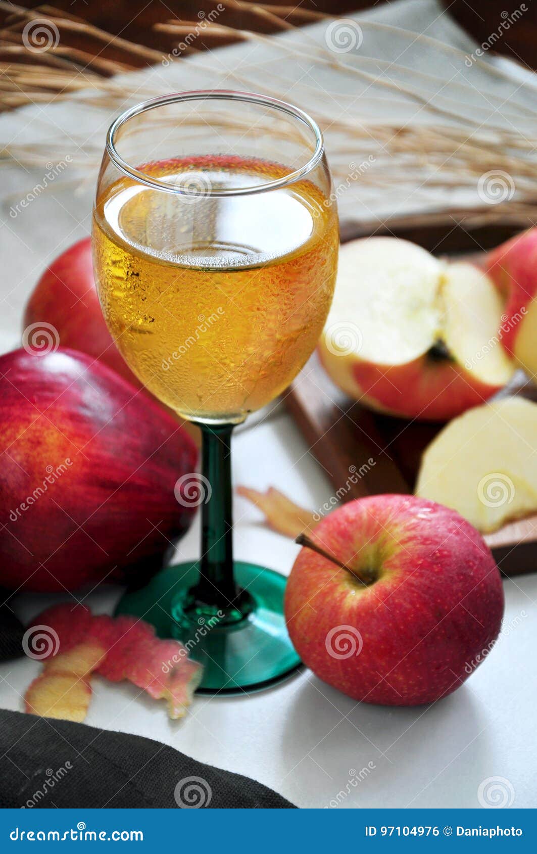 Glass of Red Apple Juice stock photo. Image of pieces - 97104976