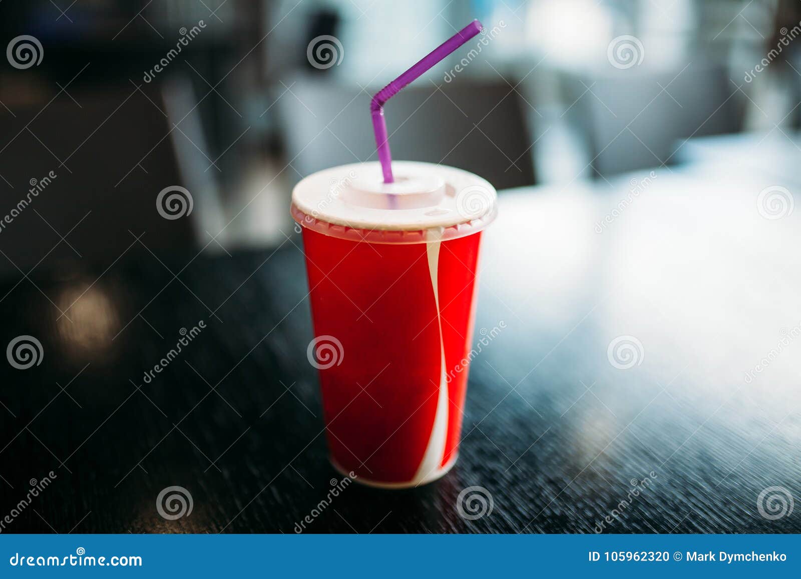 A Glass of Red Cardboard Cup with a Straw in a Cafe Editorial Image ...