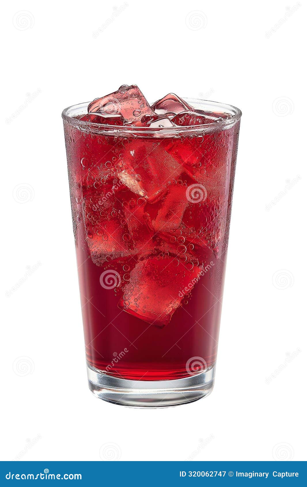 A Glass of Red Drink with Ice Cubes in it. the Drink is Cold and ...