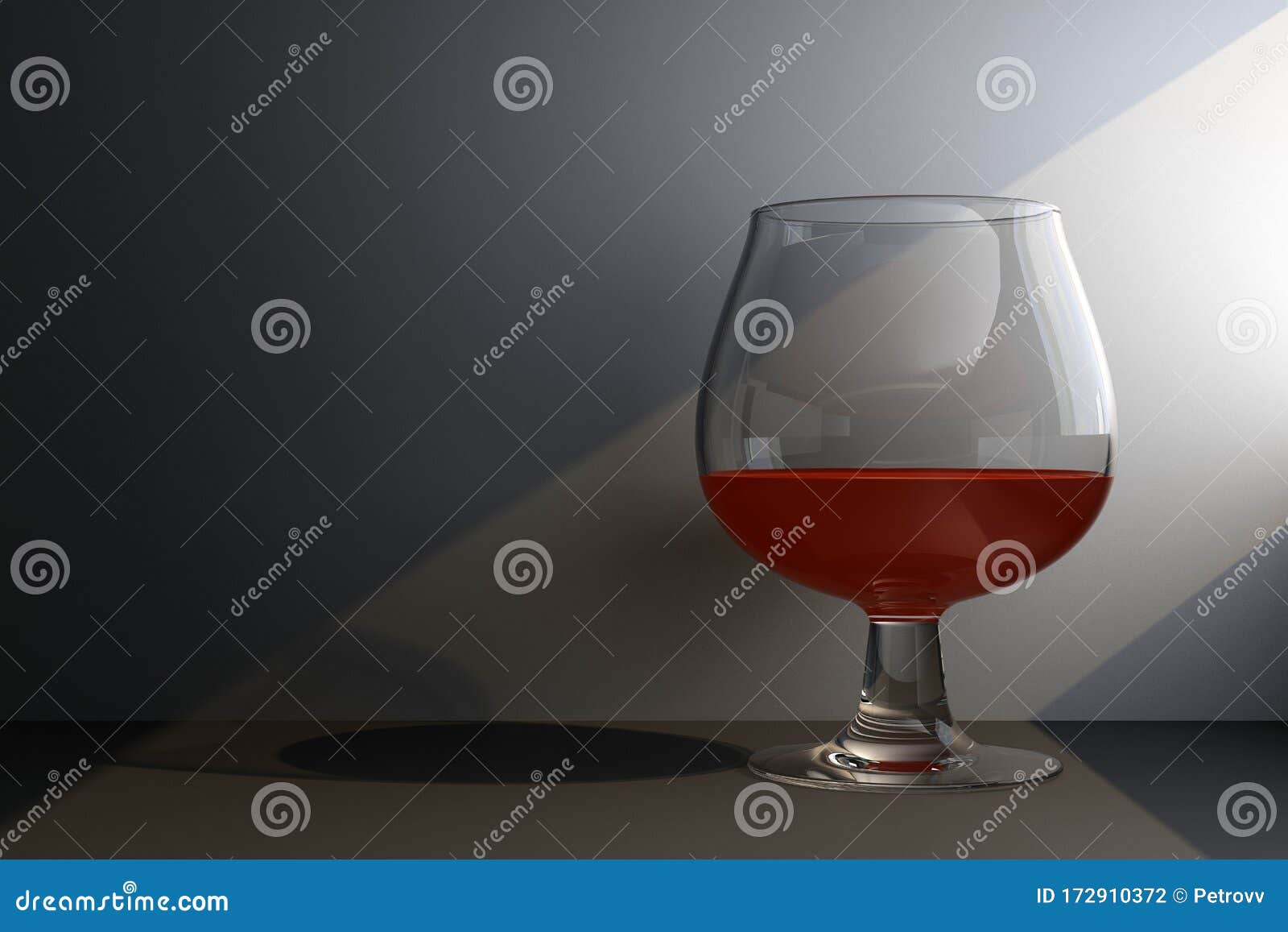 Glass of Red Liquid is Illuminated by Ray of Light Stock Illustration ...