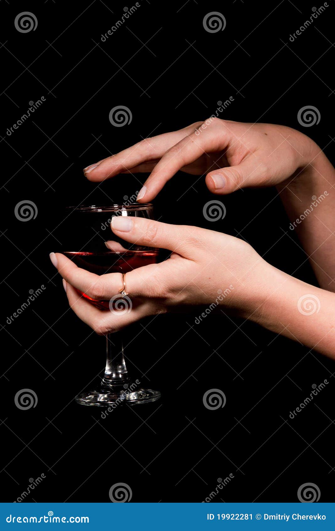Glass with a Red Wine in a Female Hand Stock Image - Image of female ...