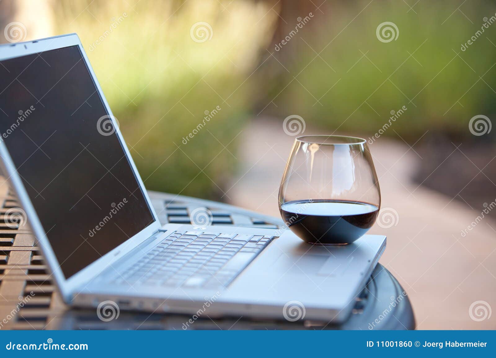 Glass of Red Wine on Laptop Stock Photo - Image of glass, refined: 11001860