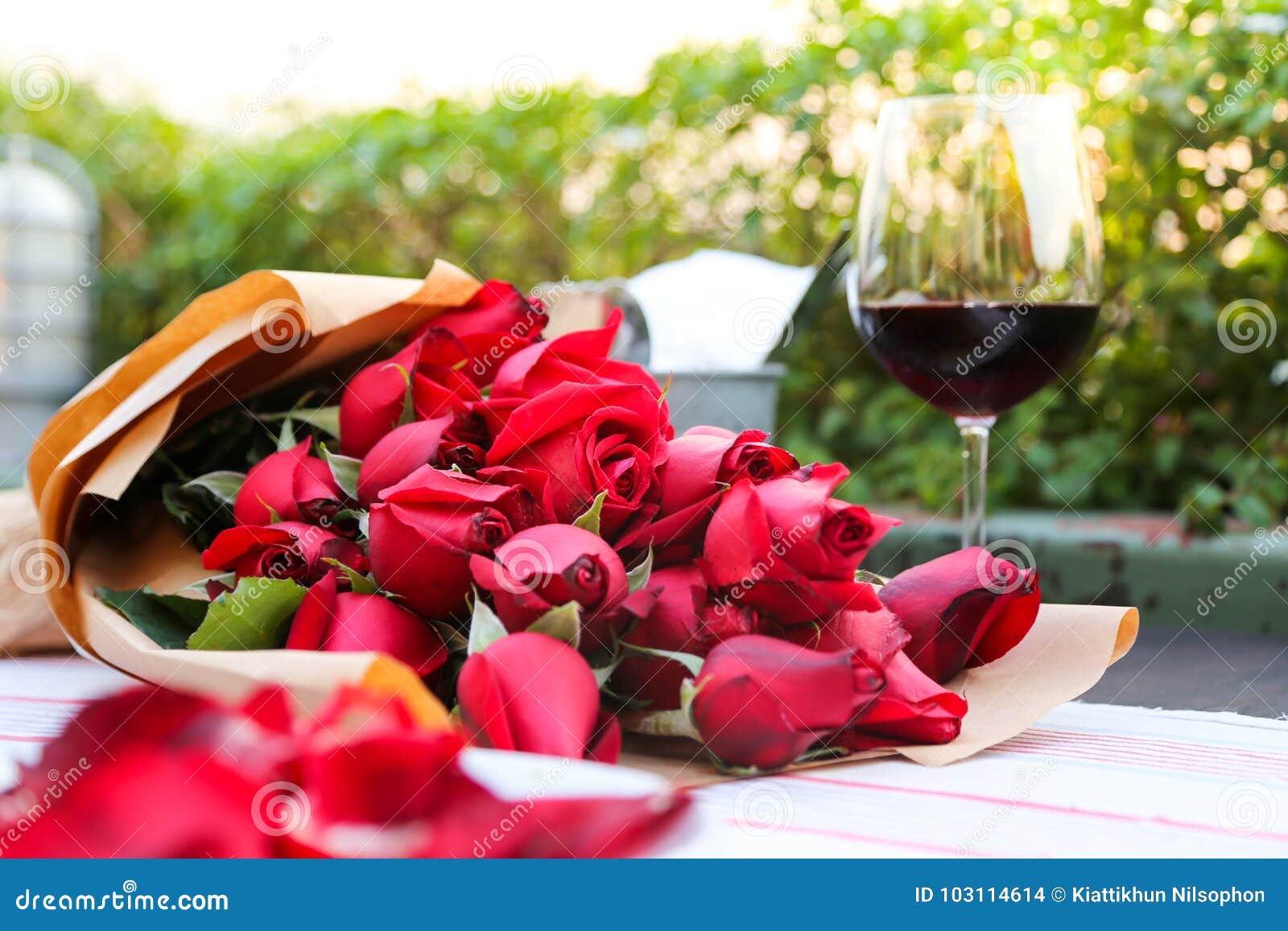 Red Wine and Roses stock photo. Image of bouquet, flowers - 103114614