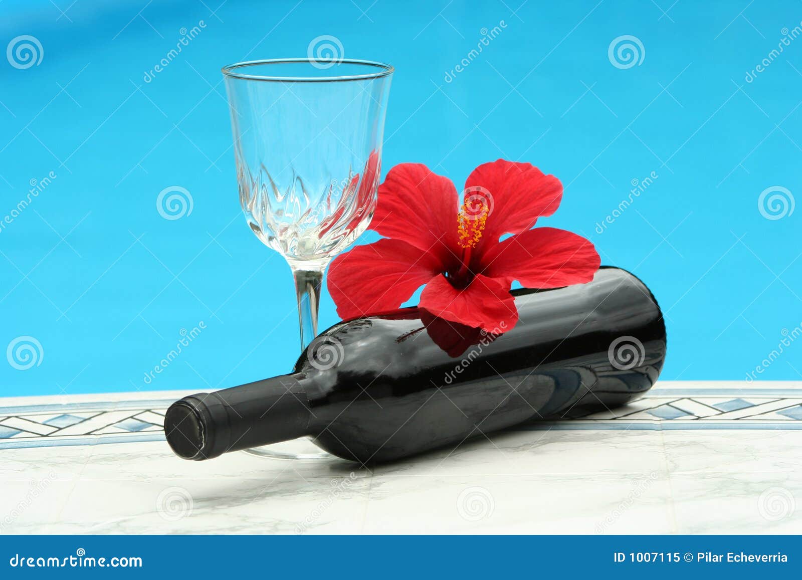 A Glass of Red Wine by the Pool Stock Image - Image of fine, grape: 1007115