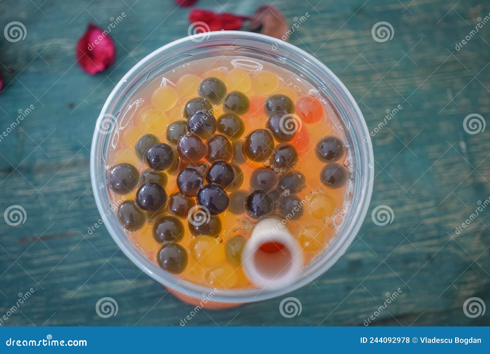 Top View of Glass with Bubble Tea Stock Photo - Image of fresh, fruity ...
