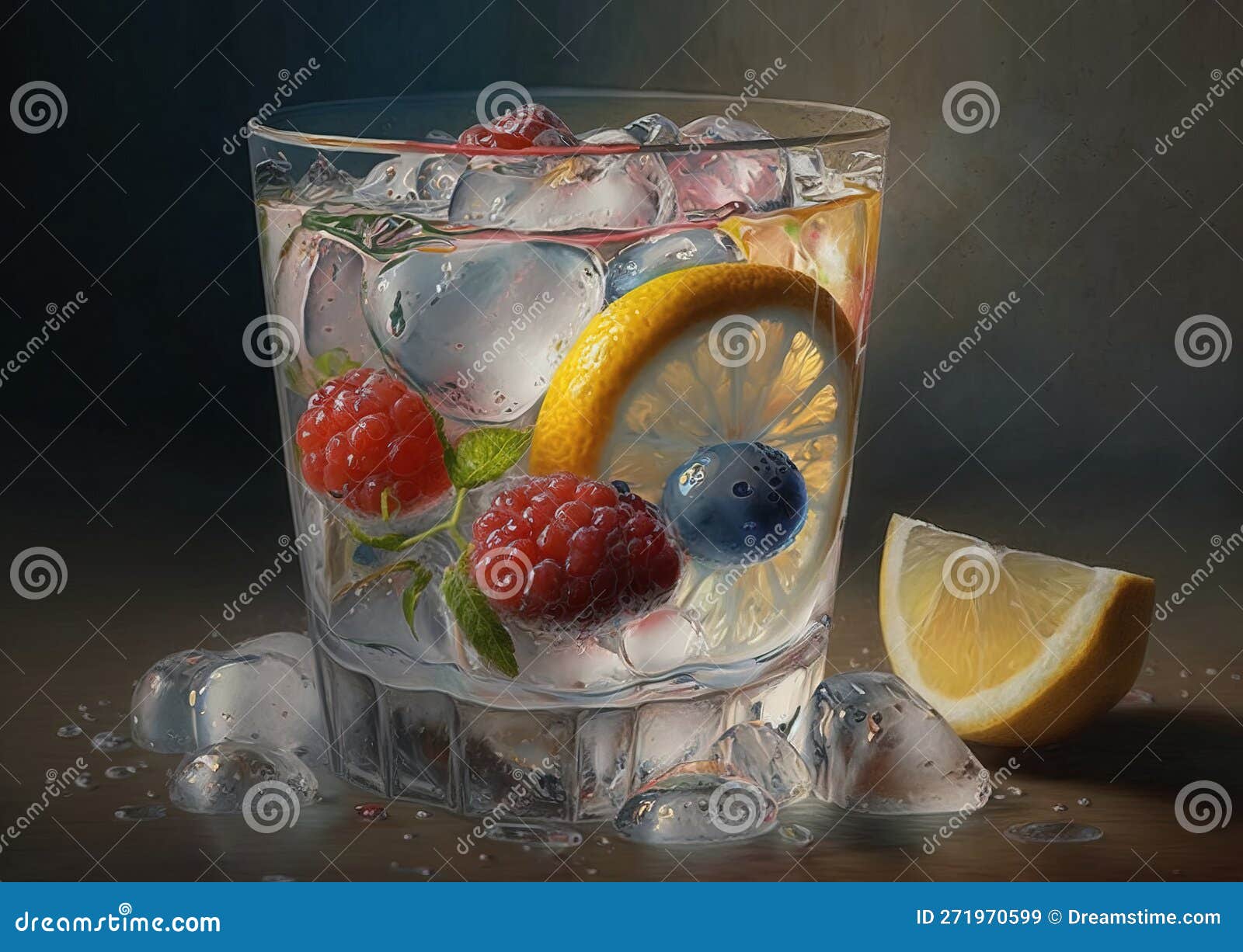 A Glass of Refreshing Lemonade with Ice and a Straw, with Pieces of ...