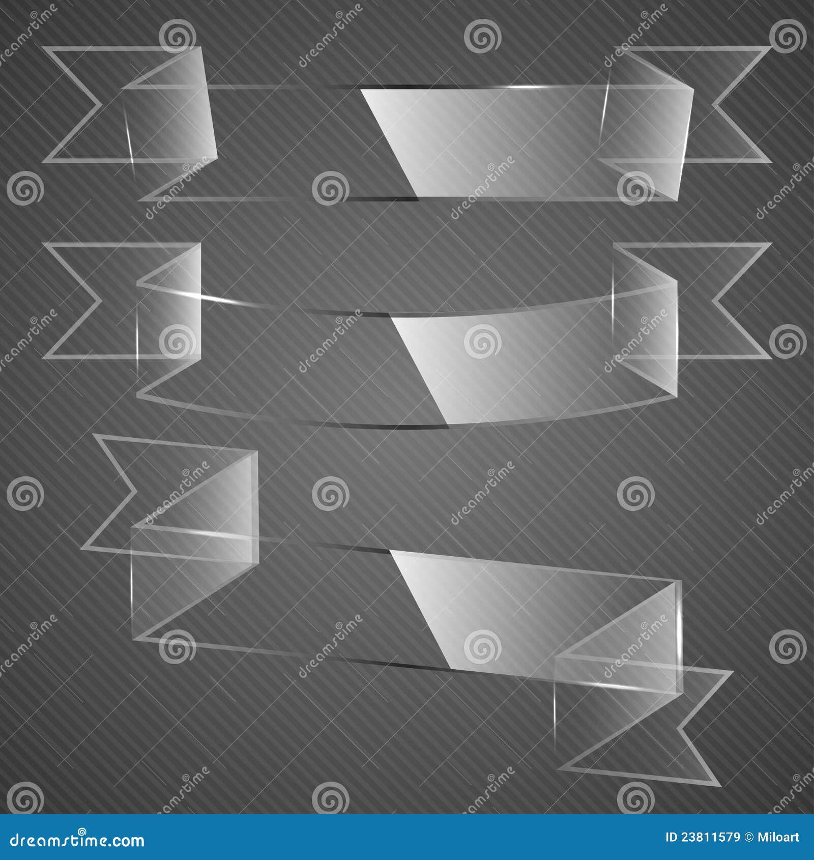 Glass Ribbons on Grey Background. Stock Vector - Illustration of ...