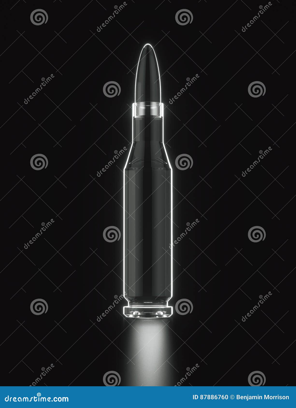 Glass Rifle Bullet on Black Stock Illustration - Illustration of ...