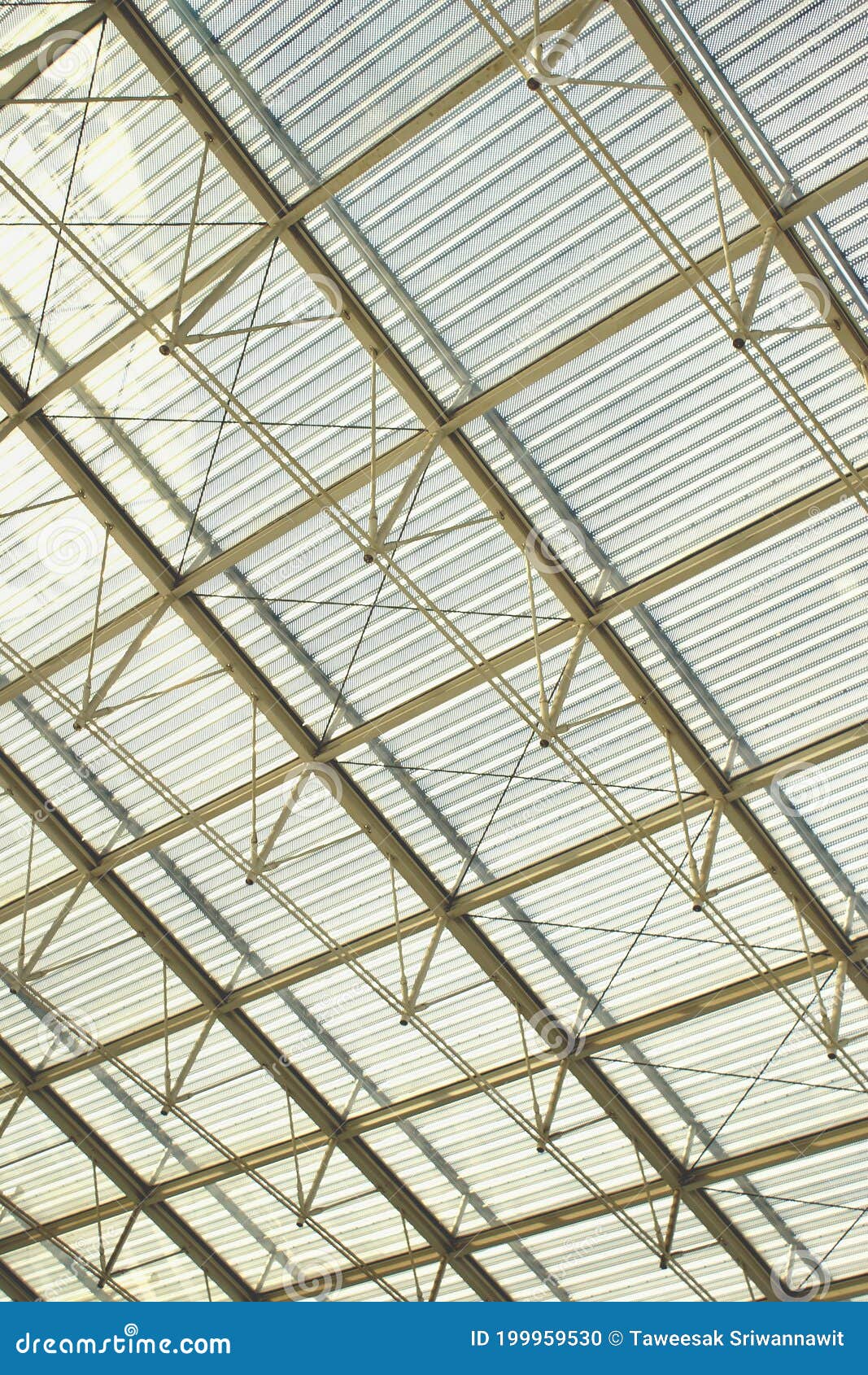 Glass Roof Skylight With Space Frame Structures Stock Photography ...