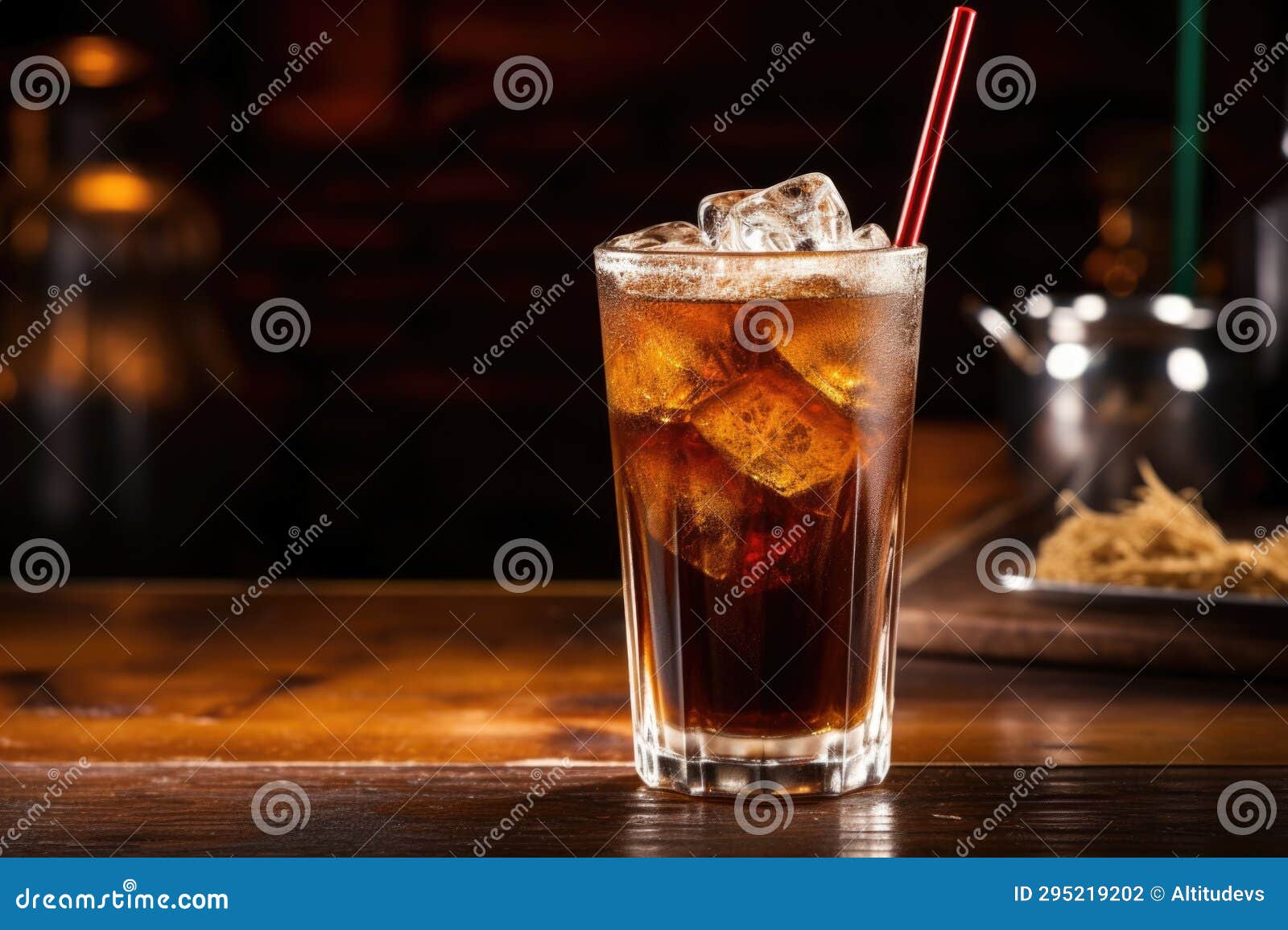 Glass of Root Beer with Ice and Straw Stock Photo - Image of root ...