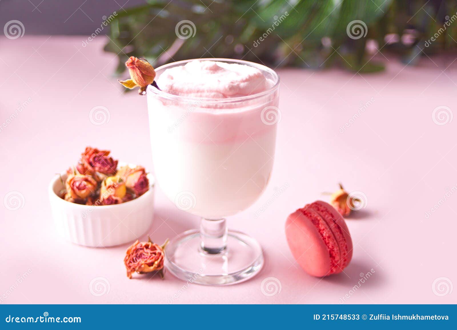 Glass of Rose Iced Dalgona Whipped Drink Coffee Stock Image - Image of ...