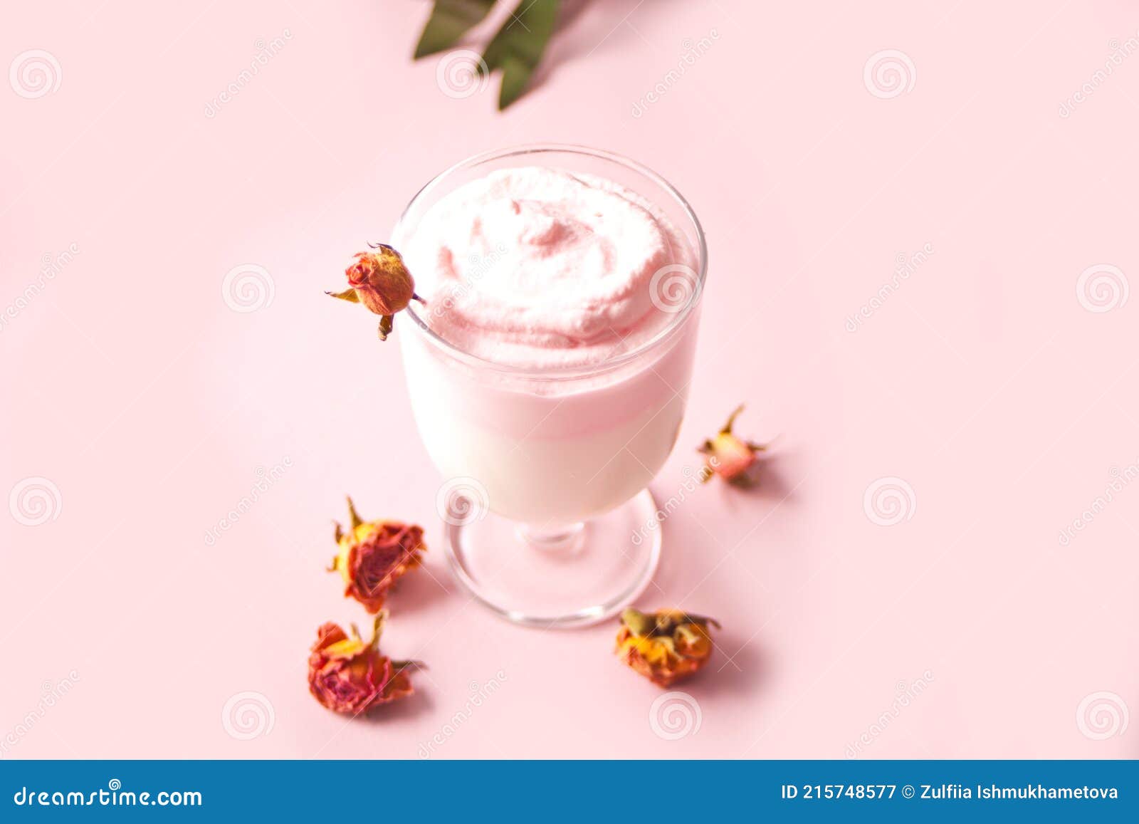 Glass of Rose Iced Dalgona Whipped Drink Coffee Stock Image - Image of ...