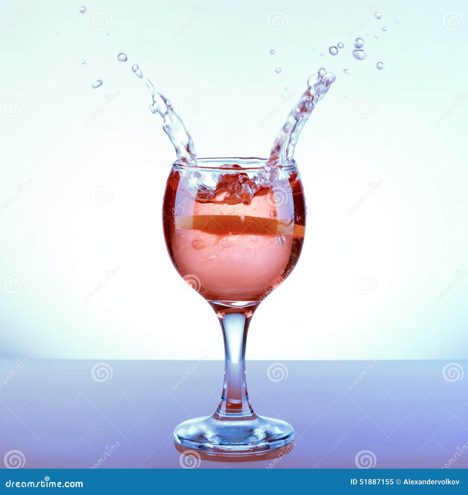 Glass of Rose Punch with Two Opposite Splashes Stock Image - Image of ...
