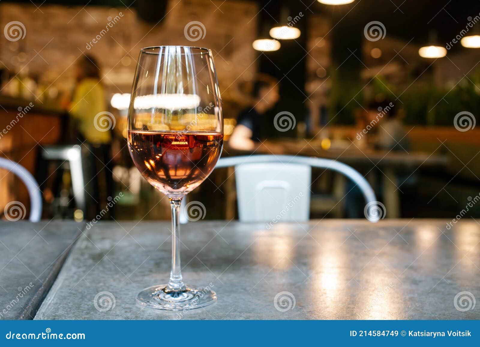 Glass of Rose Wine in Restaurant Setting. Stock Image - Image of wine ...