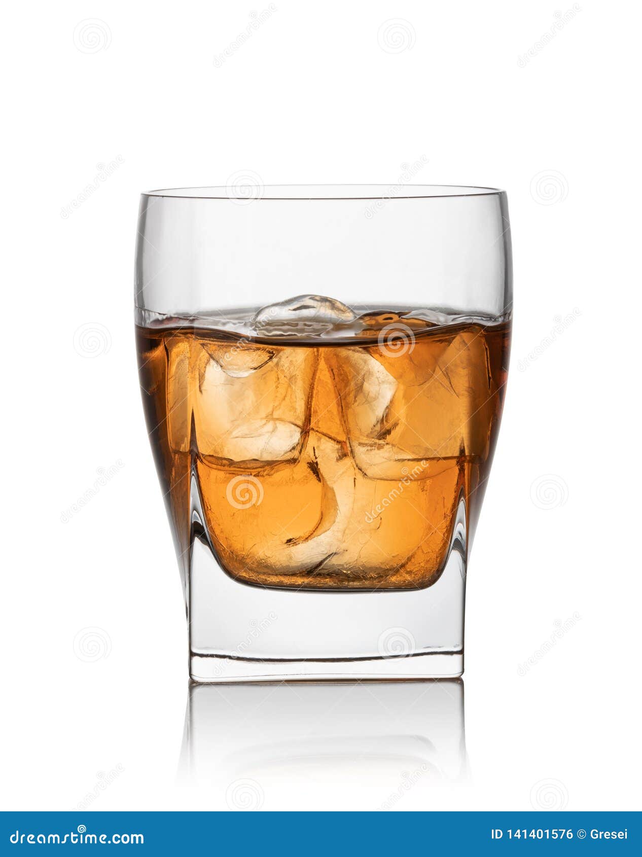 Glass of Scotch Whiskey and Ice Stock Photo - Image of reflection ...