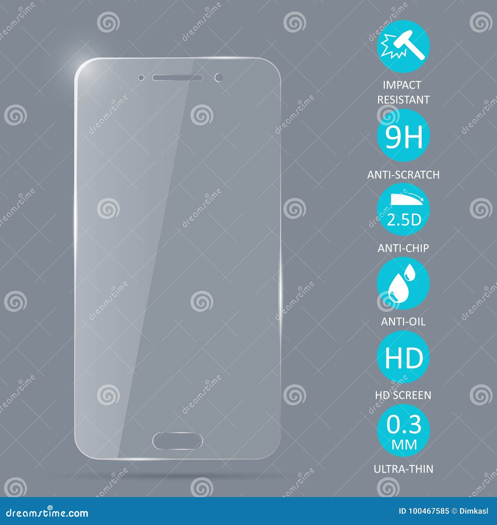 Glass Screen Protector for Smartphone. Stock Vector - Illustration of ...