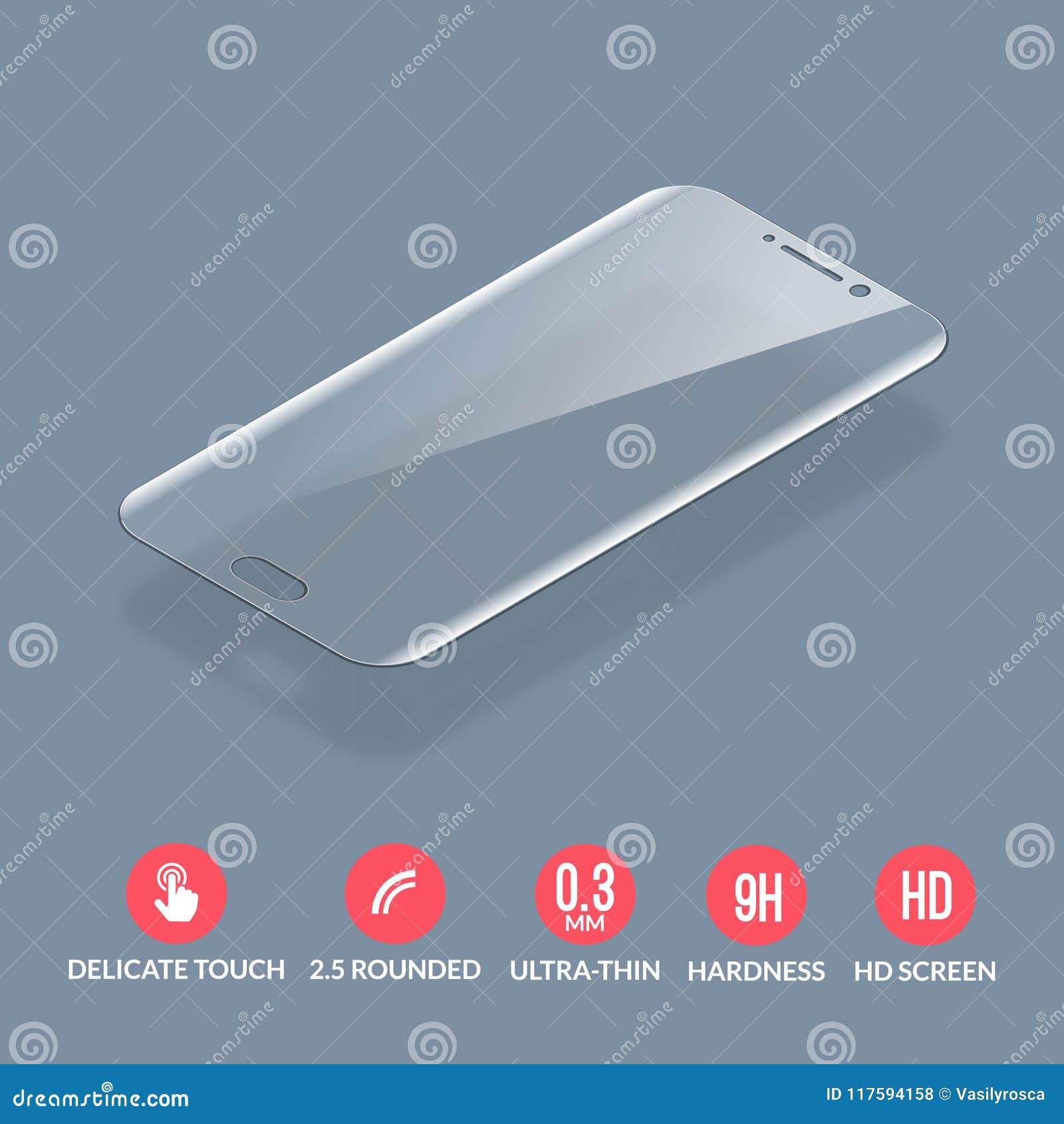 Glass Screen Protector. Vector Screen Protector for Smartphone Stock ...
