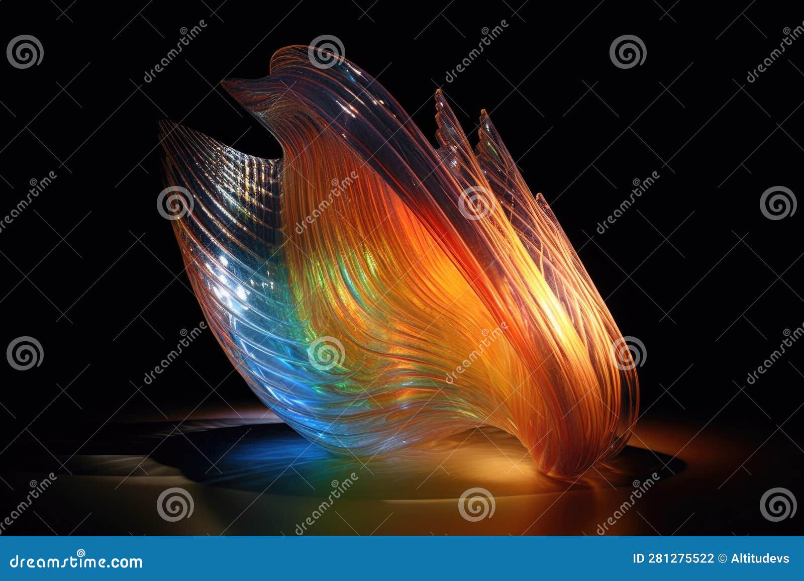 Glass Sculpture with Distorted Light Reflections Stock Illustration ...