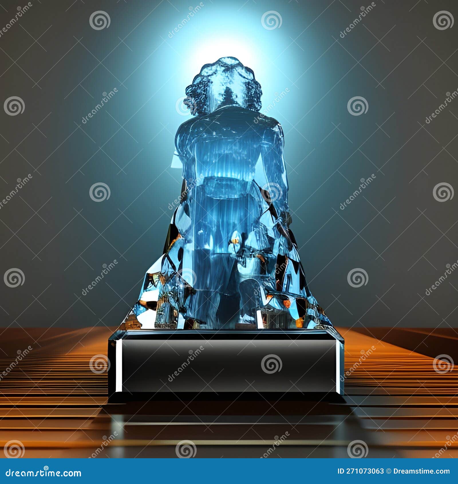 Glass Sculpture of a Young Man Emerging from Glass, Crystal Pyramid ...