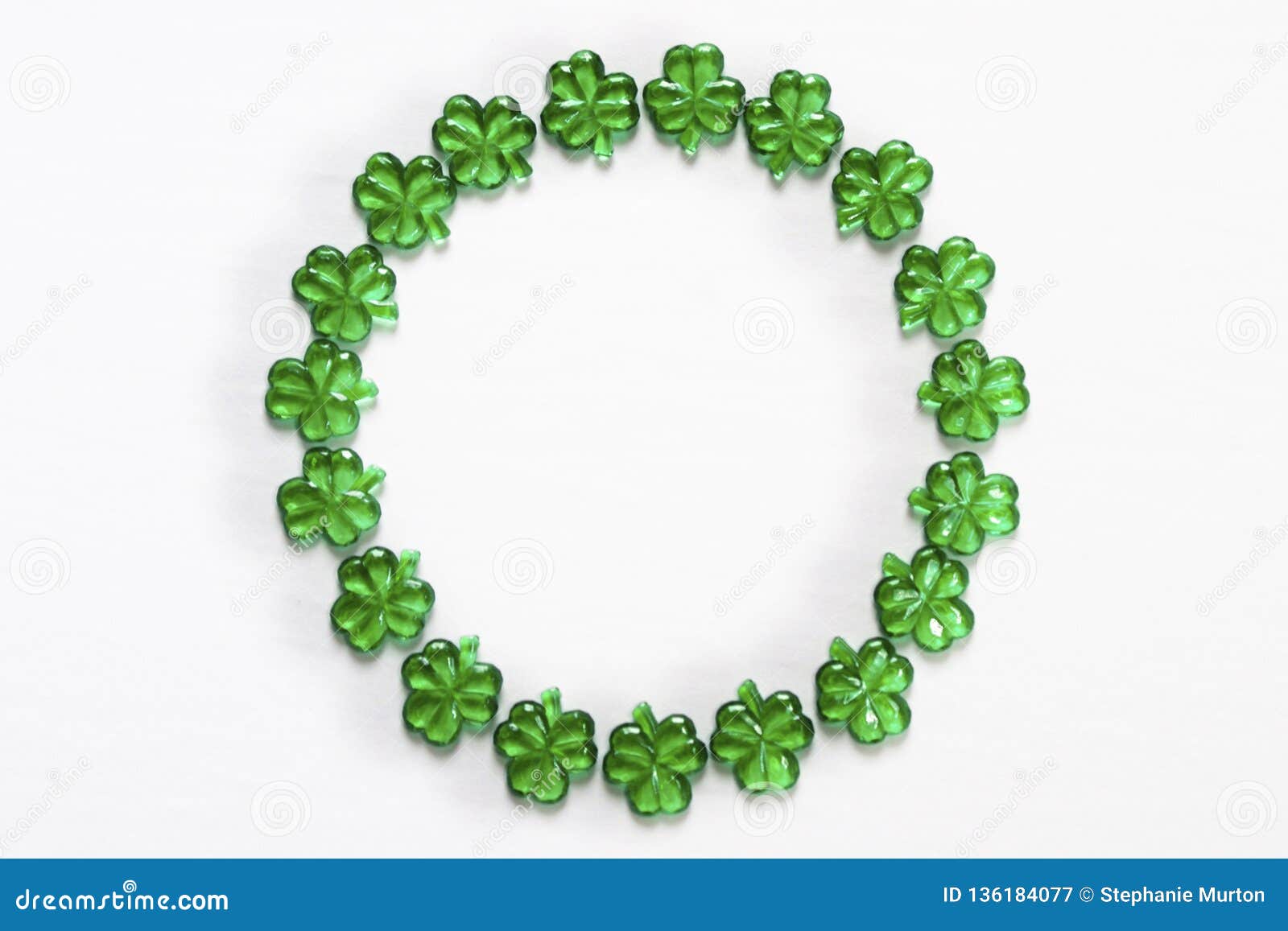 Circle Frame of Glass Shamrocks with Copy Space Stock Image - Image of ...