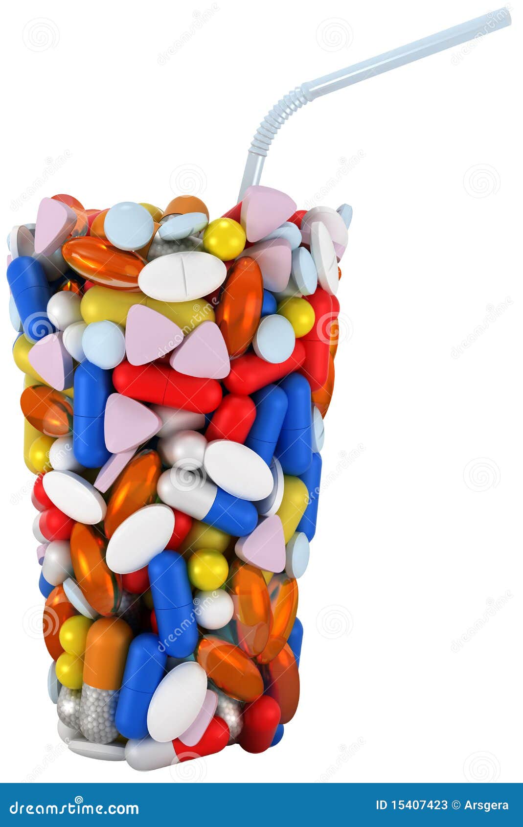 Glass Shape Assembled of Pills with Straw Stock Illustration ...