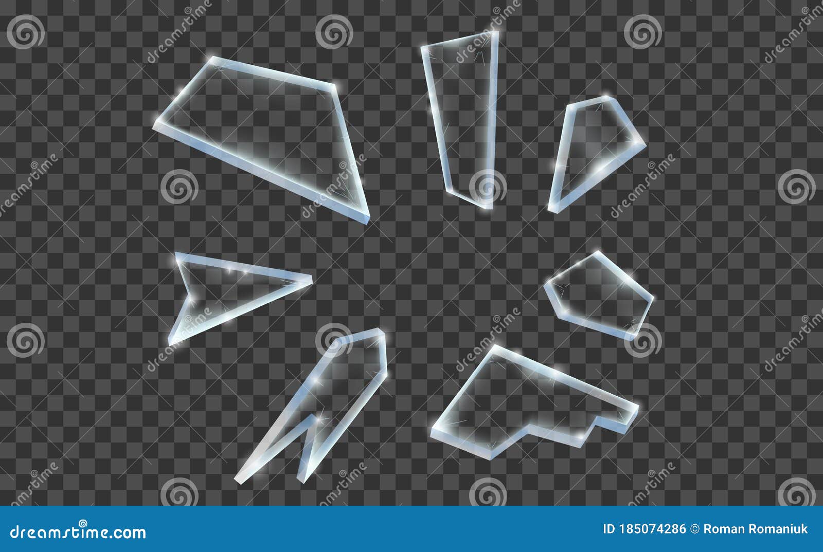 Glass Shards Realistic Vector Illustration. Set of Transparent Broken ...