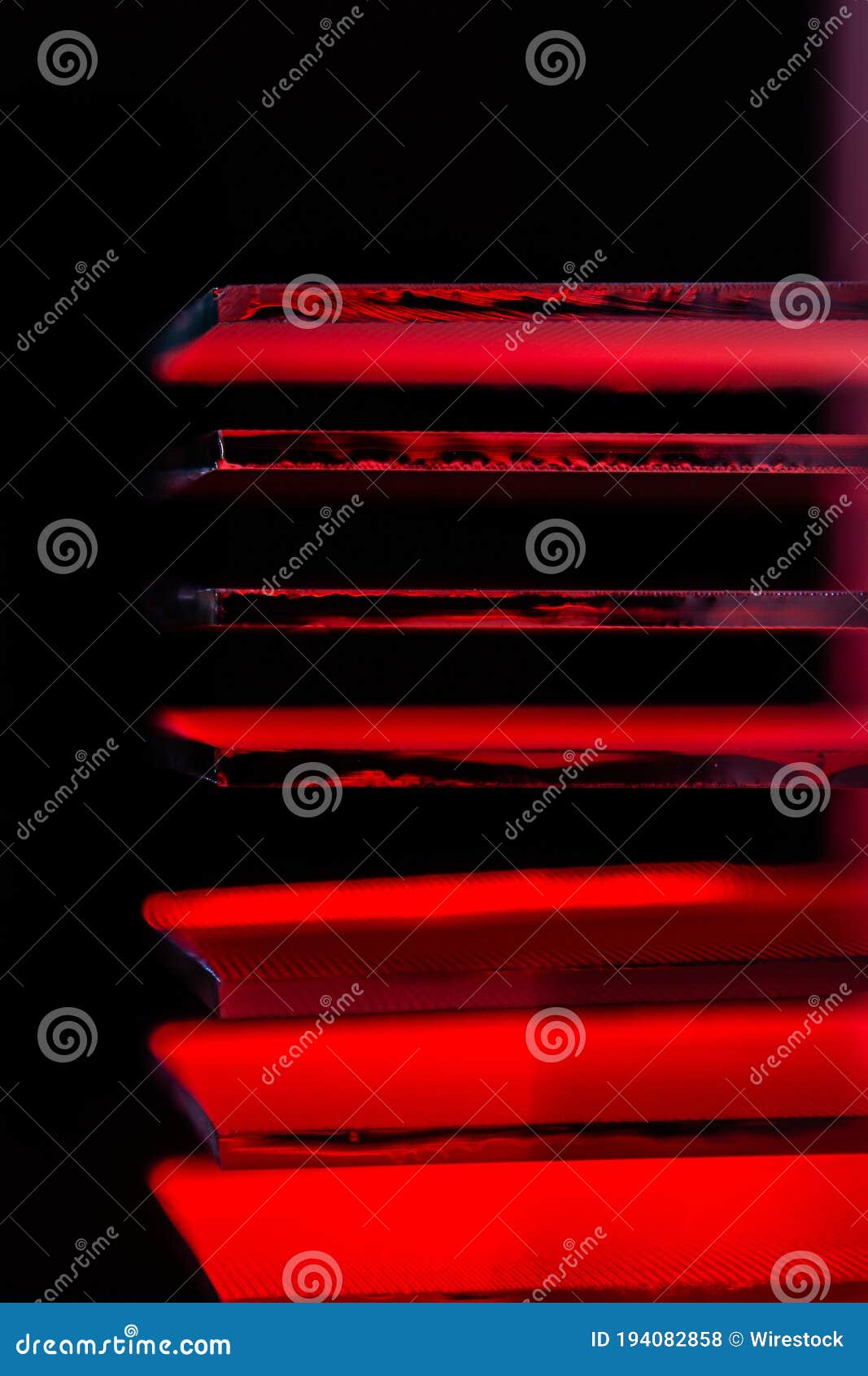 Glass Shelf Under the Red Light Stock Photo - Image of background ...