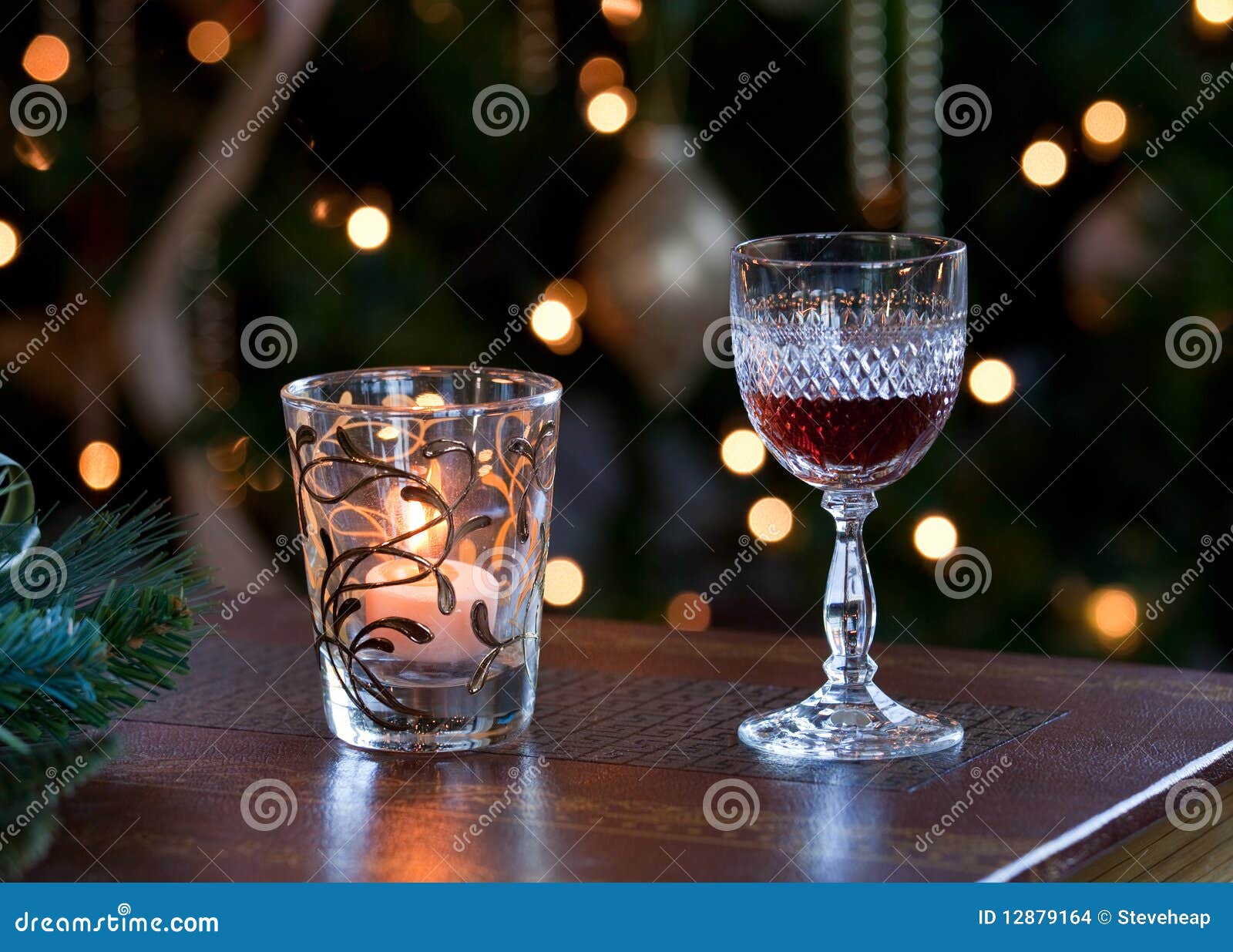 Glass of Sherry with Candle Stock Photo - Image of xmas, tree: 12879164