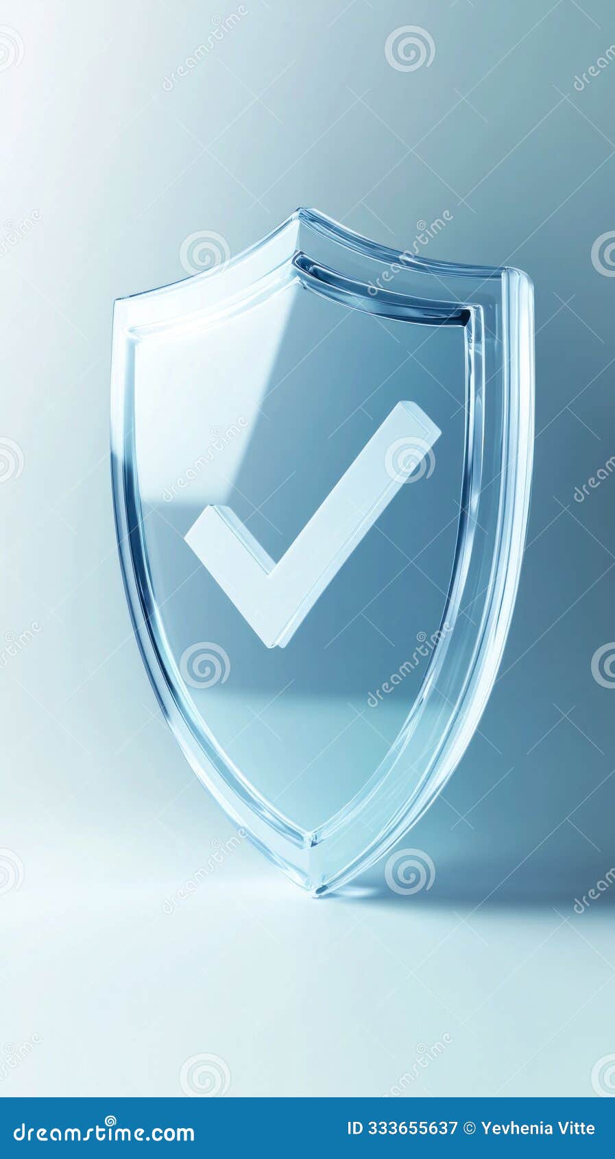 Glass Shield with Checkmark Symbol on Light Background Stock ...