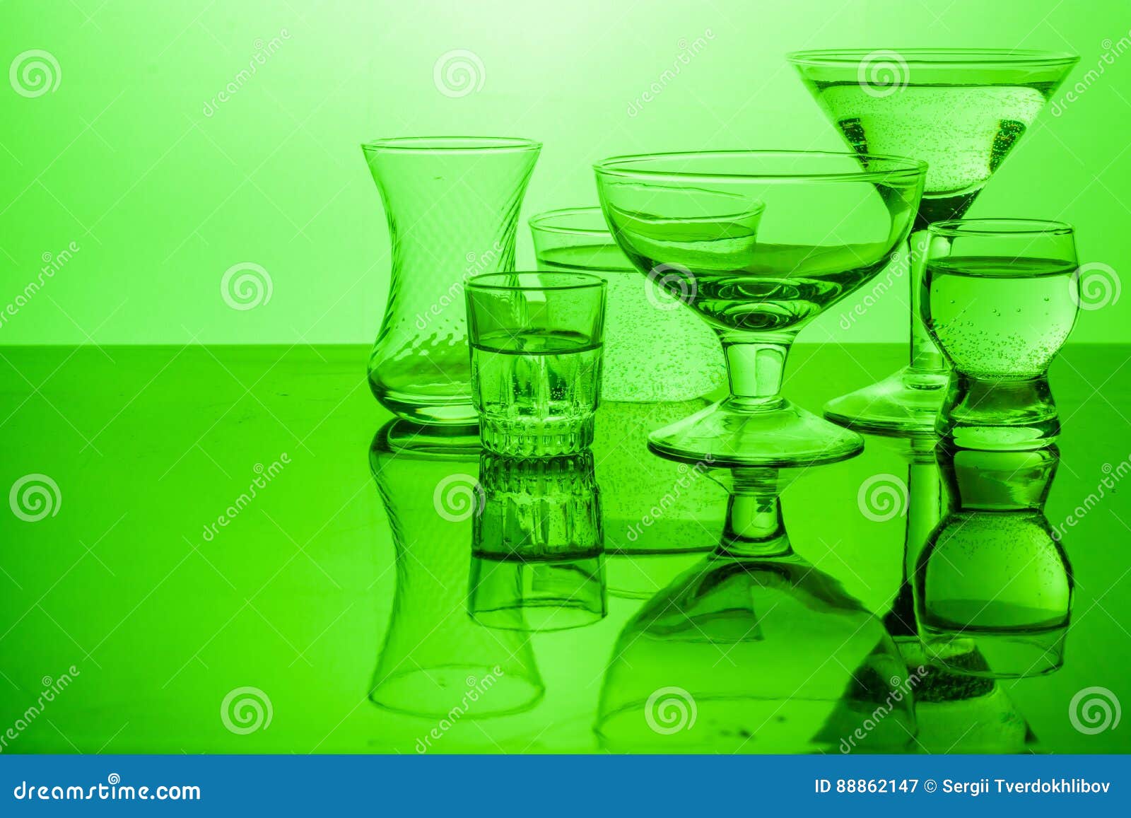 Glass Shined with Colored Light on a Light Background. Stock Image ...