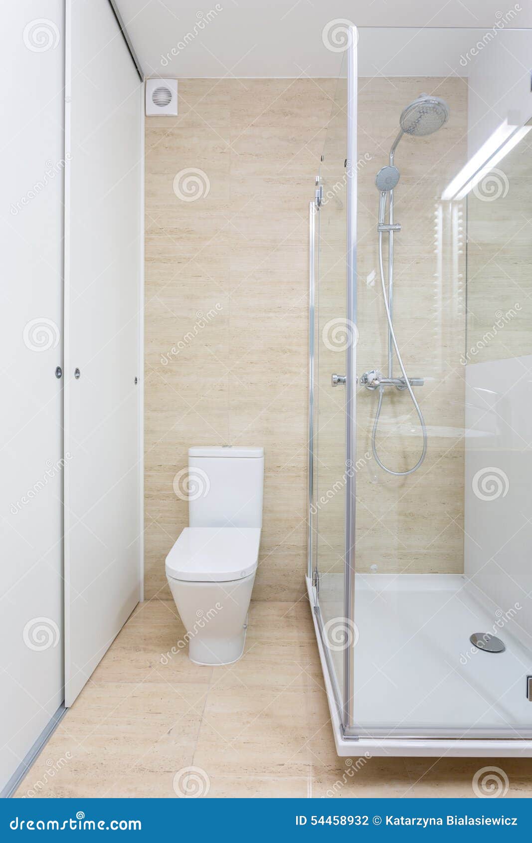 Glass Shower Inside Bathroom Stock Photo - Image of bright ...