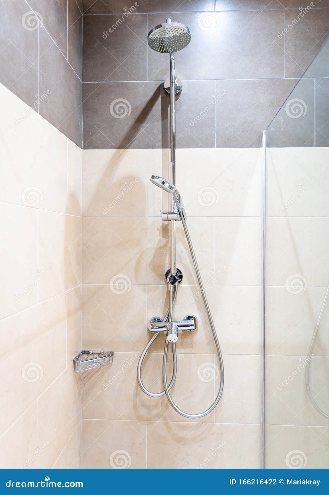 Glass Shower Walk in Cabin in Modern Interior Stock Photo - Image of ...